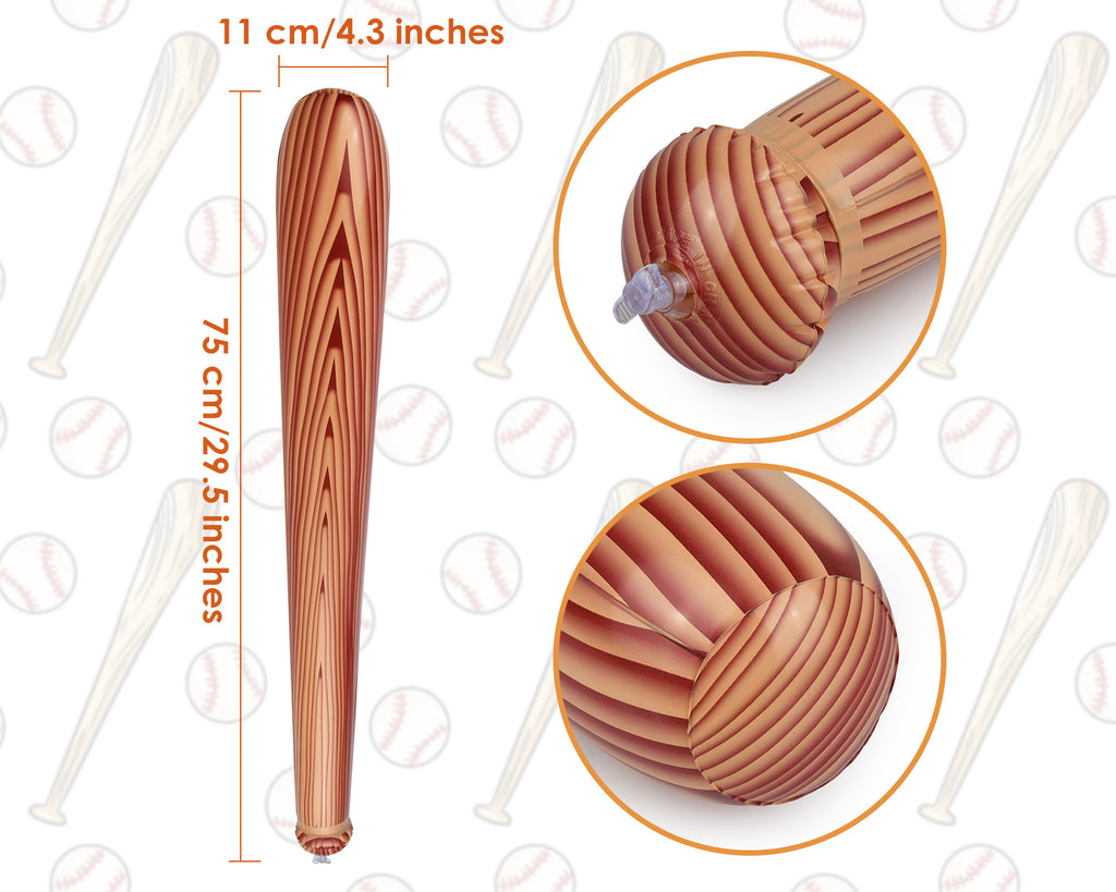 Baseball Beach Ball 11 Inch and Inflatable Bats 29.5 Inch Set of 3 Blo ...