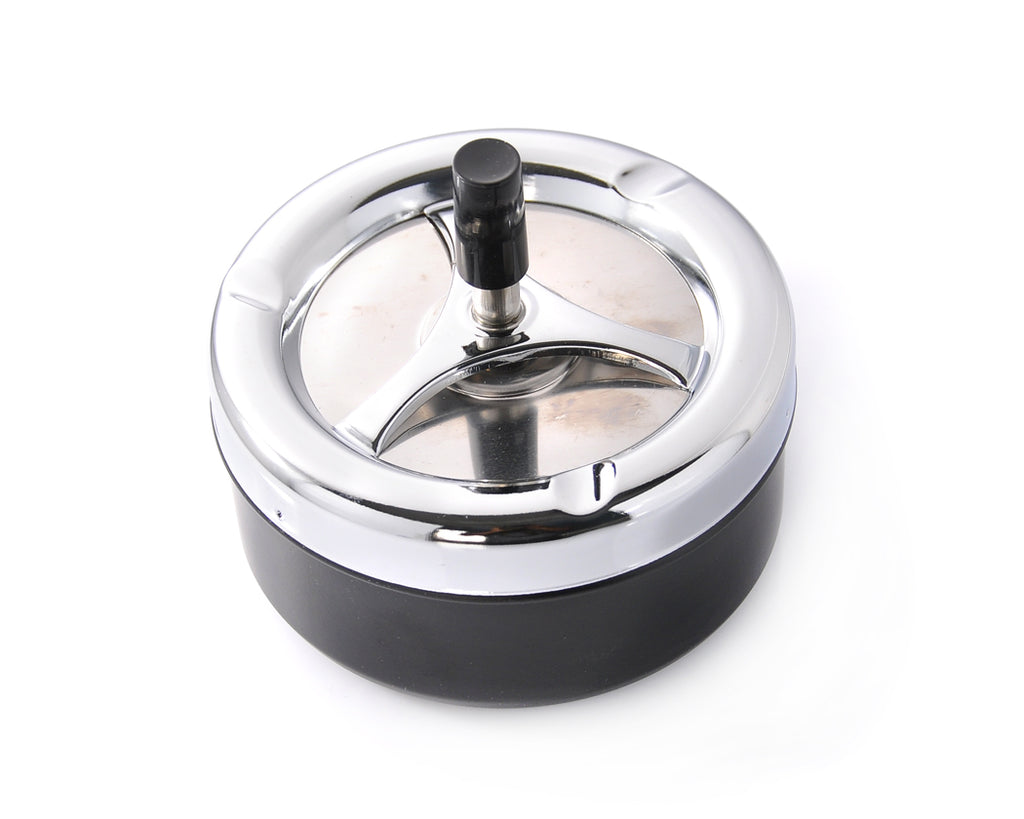 Round Push Down Spinning Metal Ashtray - Black – SCSpecial