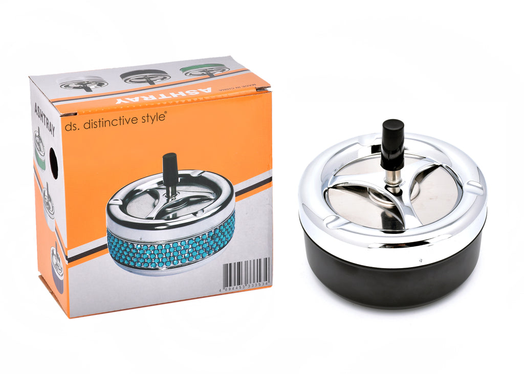 Round Push Down Spinning Metal Ashtray - Black – SCSpecial